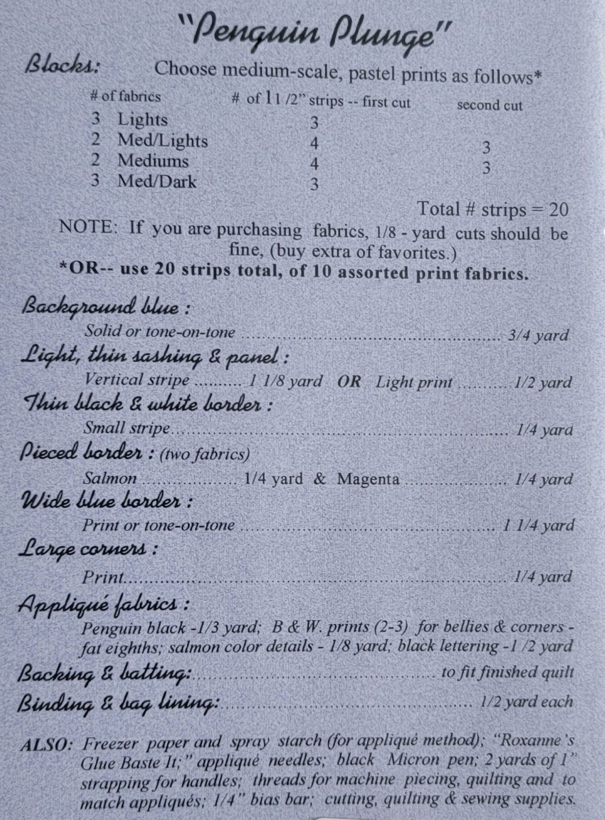 NEW Quilt Pattern: Penguin Plunge, 55”x46” Quilt and Tote Bag, Java ...