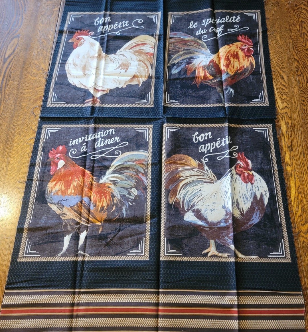 1 Fabric Panel-roosters "bon Appetit" by Whistler Studios, Windham ...