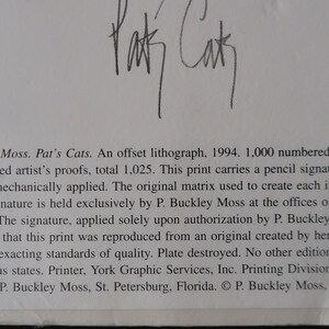 Pat's Cats, P. Buckley Moss, an Offset Lithograph, 1994, Art, Signed ...