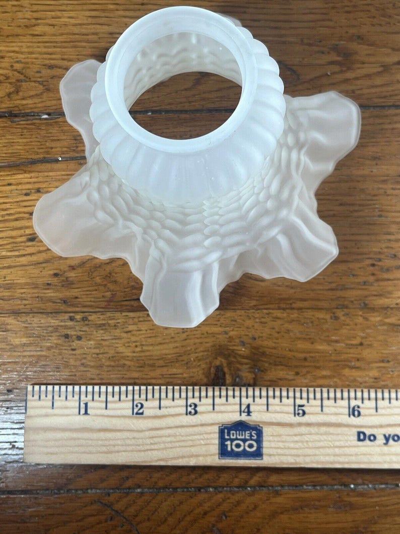 Vintage Glass Lampshades Ruffle Hobbed Frosted Lamp Light Shades Set of ...
