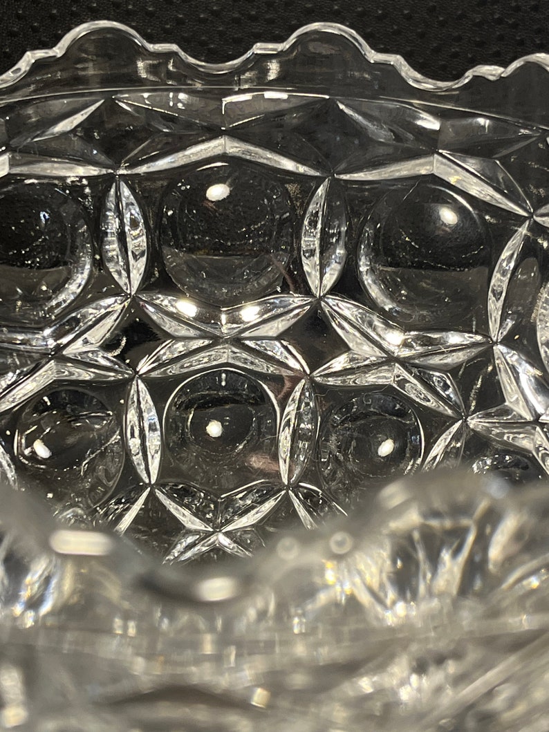Clear Glass Bubble Prism Pressed Cut Glass Bowl With Scalloped Edge - Etsy