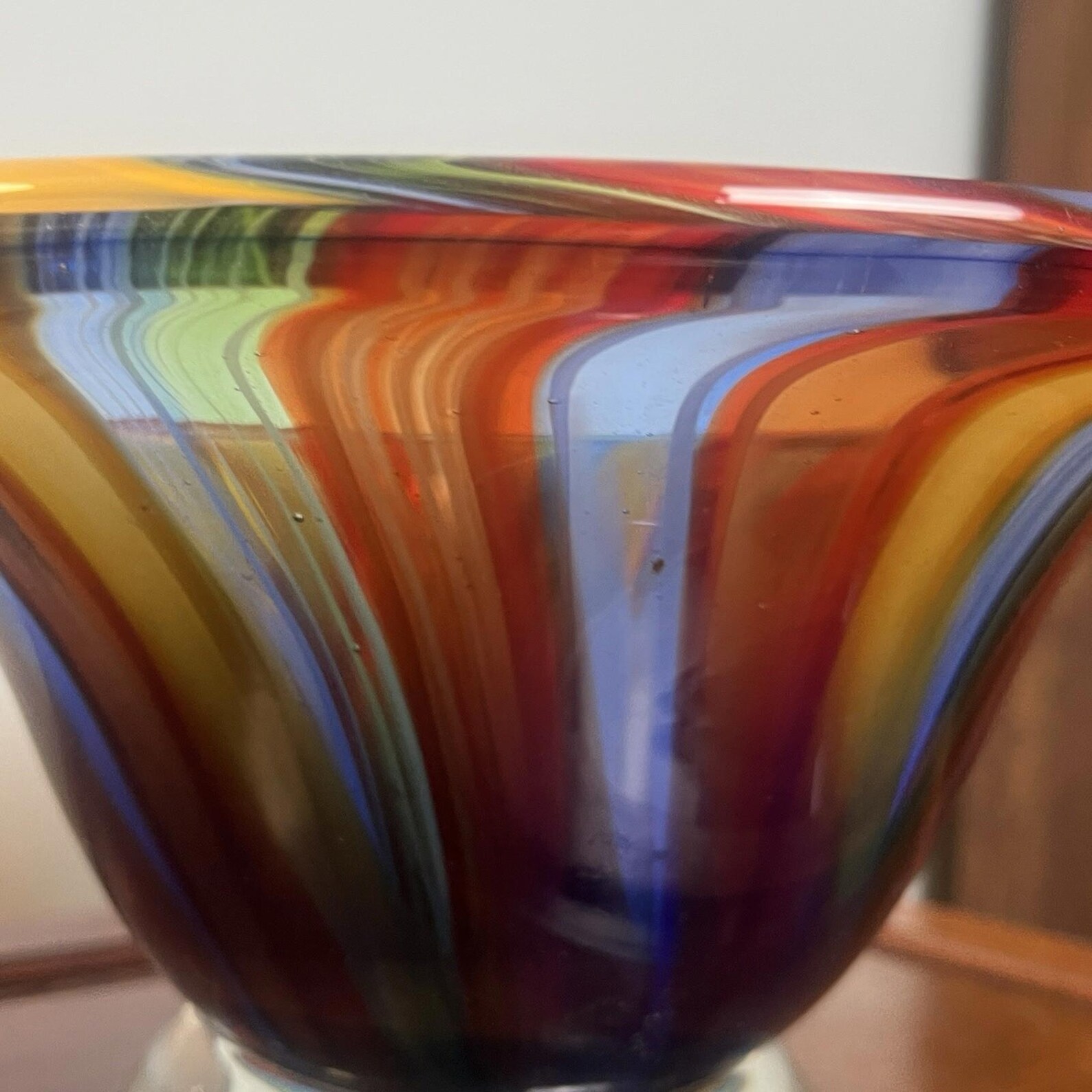 Badash Handmade Art Glass Bowl: Multicolor Swirl Pedestal, 11" - Etsy