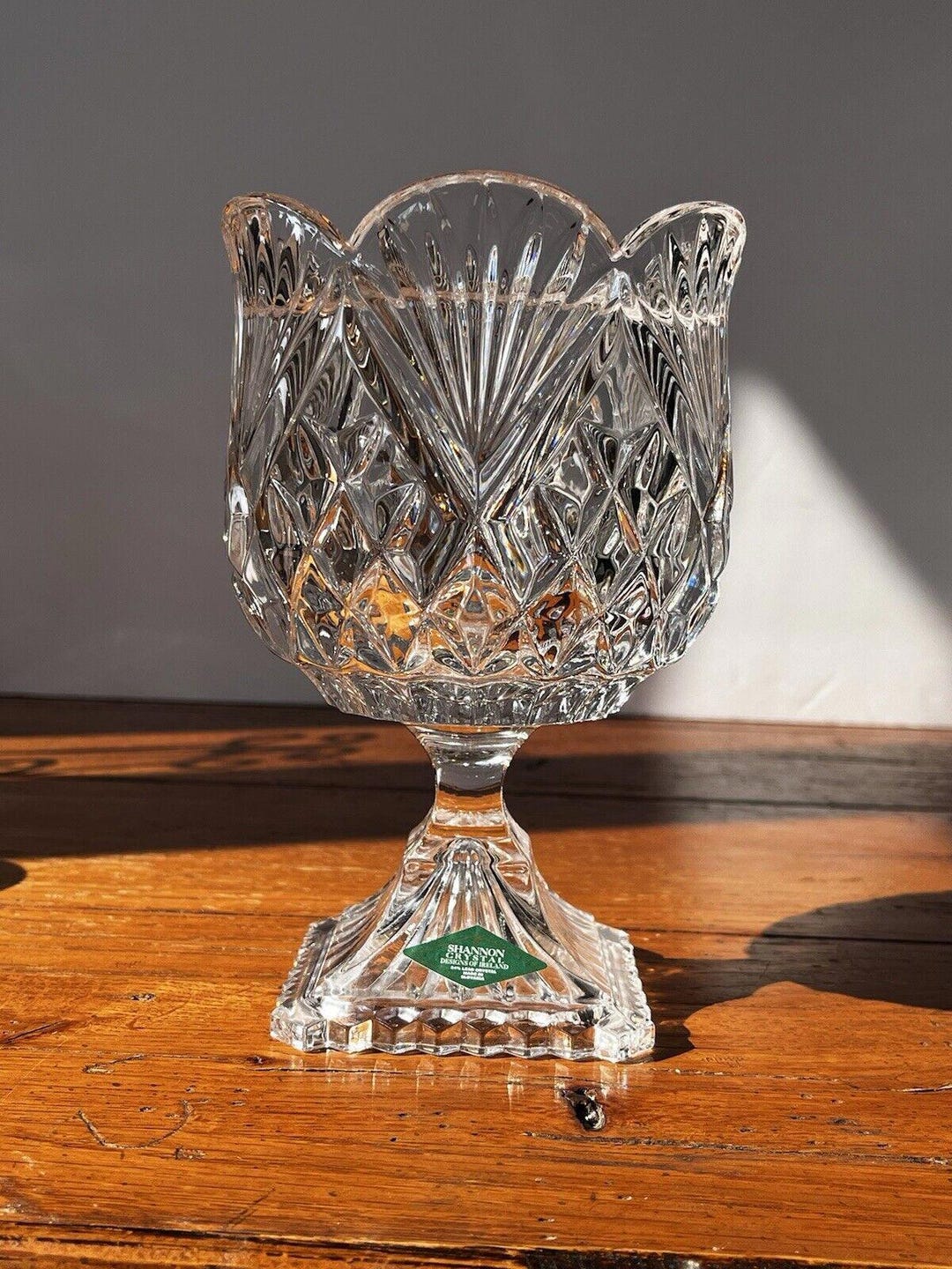 Shannon Crystal Designs of Ireland Tulip Vase Pedestal Dish - Etsy