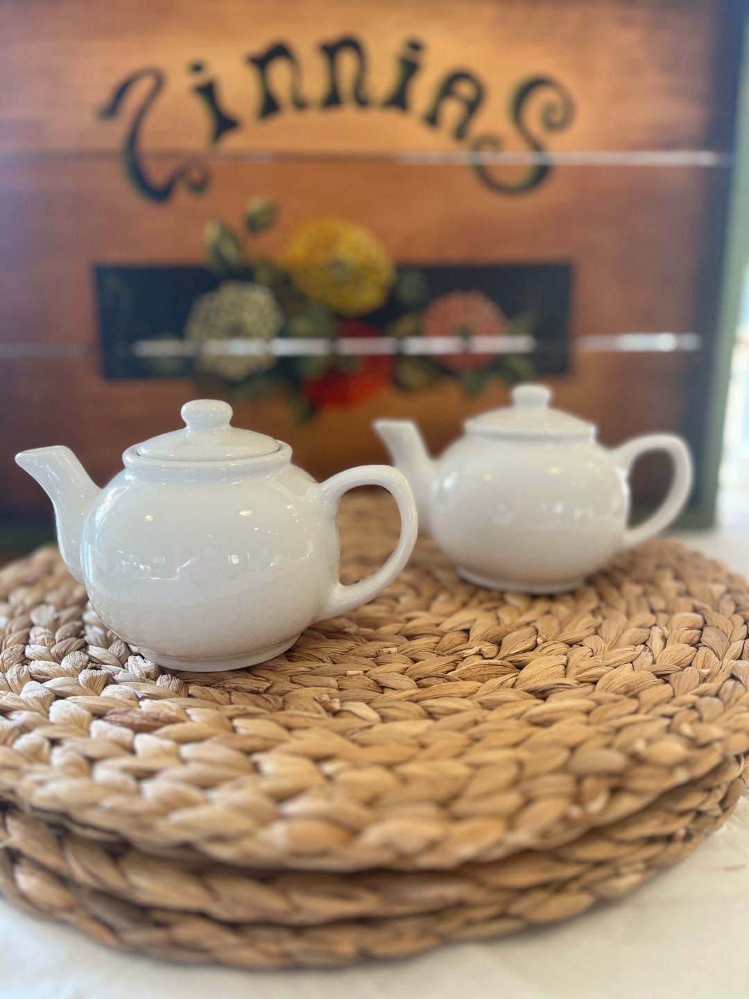 Tea for Two Individual White Teapots - Etsy