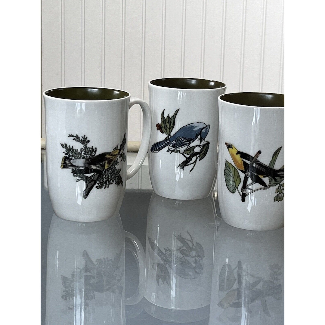 Vintage Fitz and Floyd Neiman Marcus Set of 4 Mugs Wild Birds Series ...