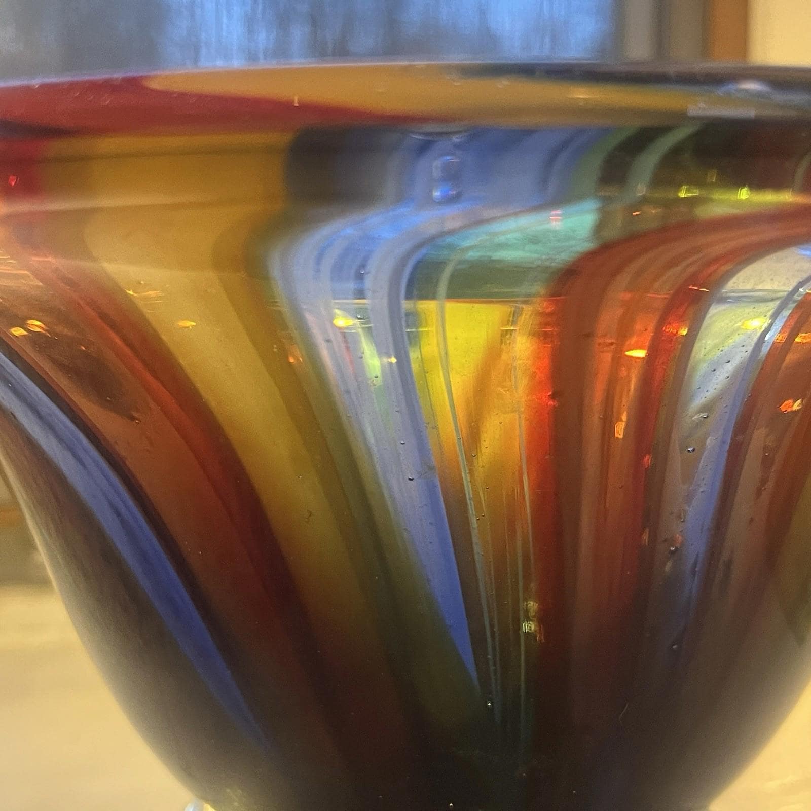 Badash Handmade Art Glass Bowl: Multicolor Swirl Pedestal, 11" - Etsy