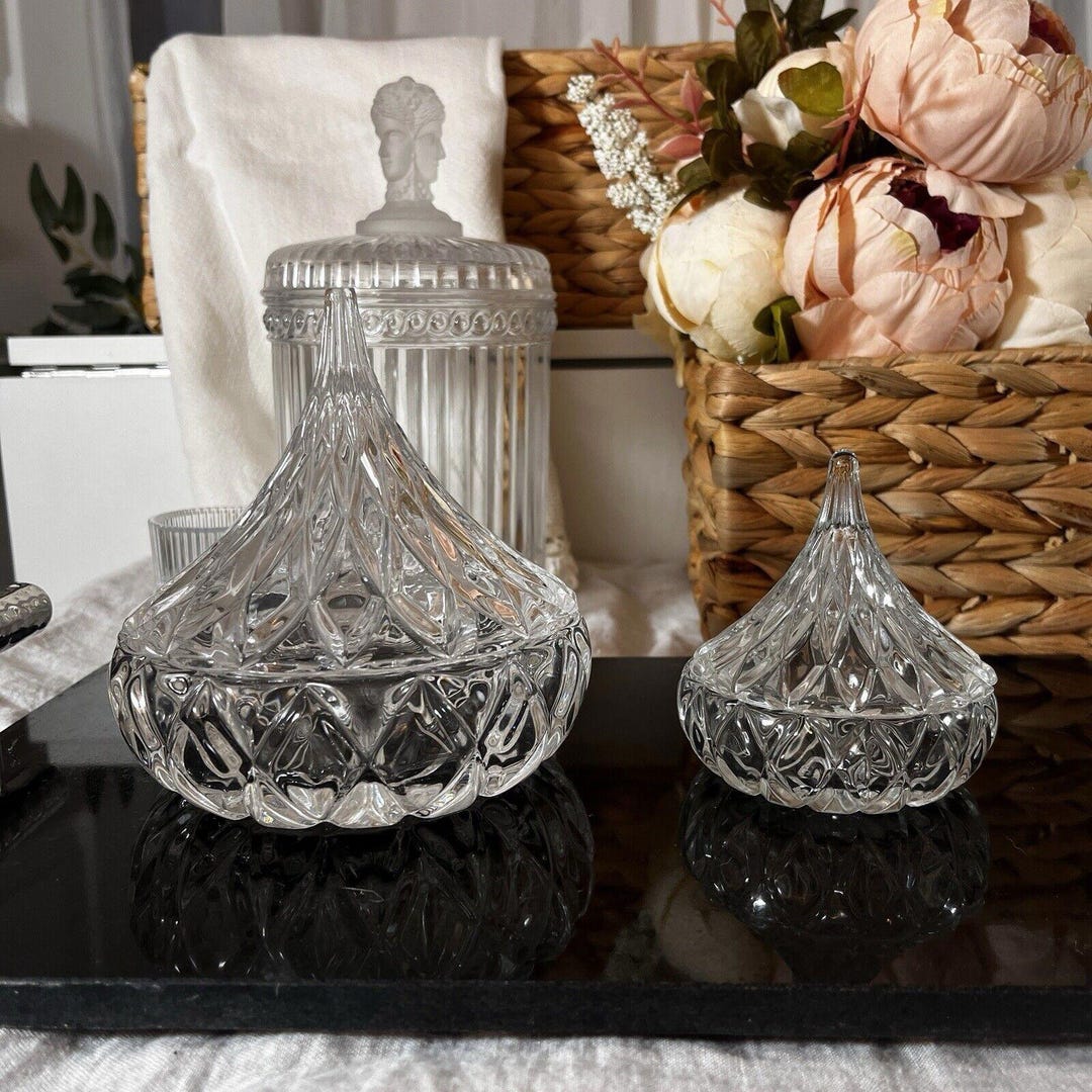 Vintage Kiss Kiss Candy Clear Glass Kiss Jars 3” and 5” - Etsy