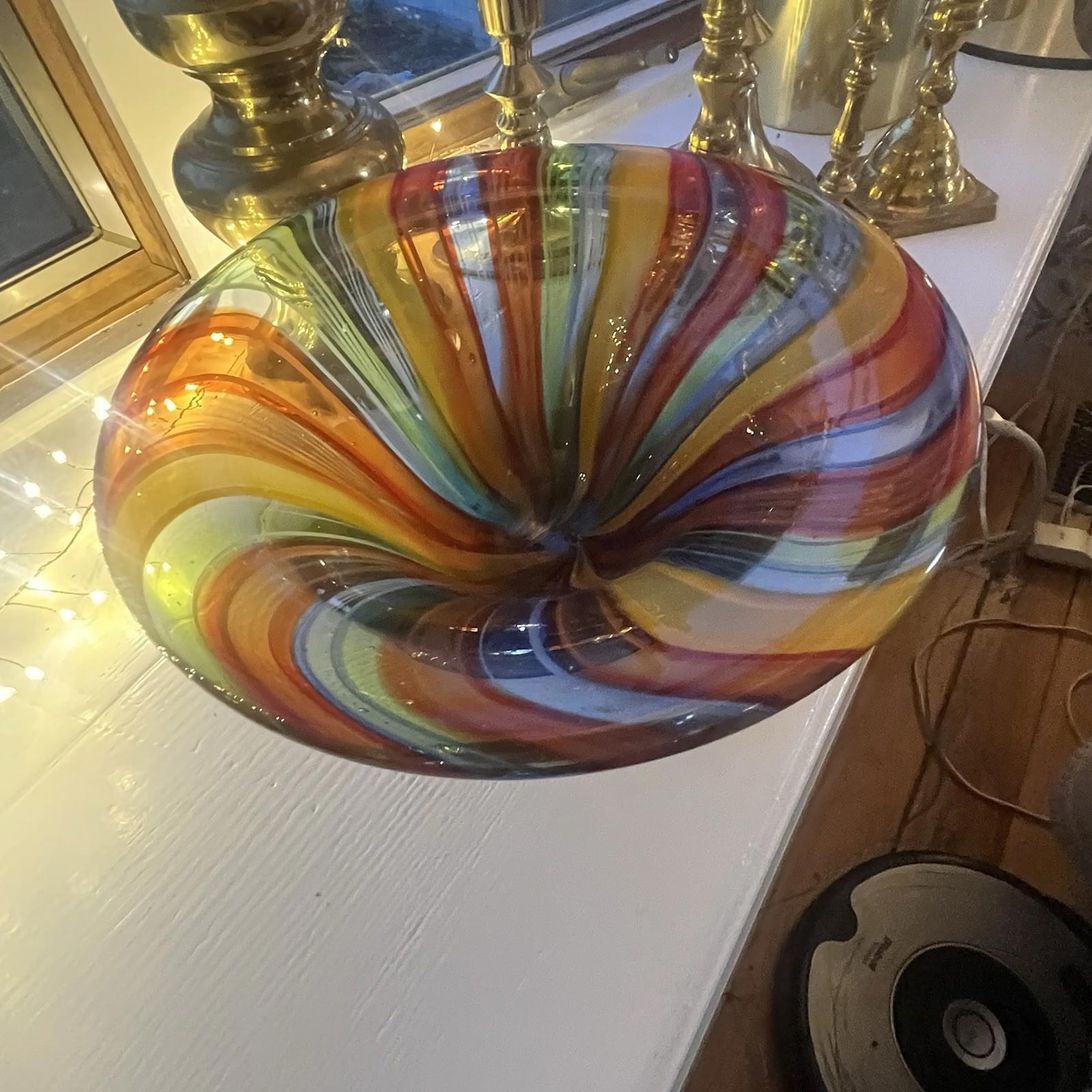 Badash Handmade Art Glass Bowl: Multicolor Swirl Pedestal, 11" - Etsy