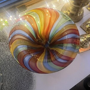 Badash Handmade Art Glass Bowl: Multicolor Swirl Pedestal, 11" - Etsy