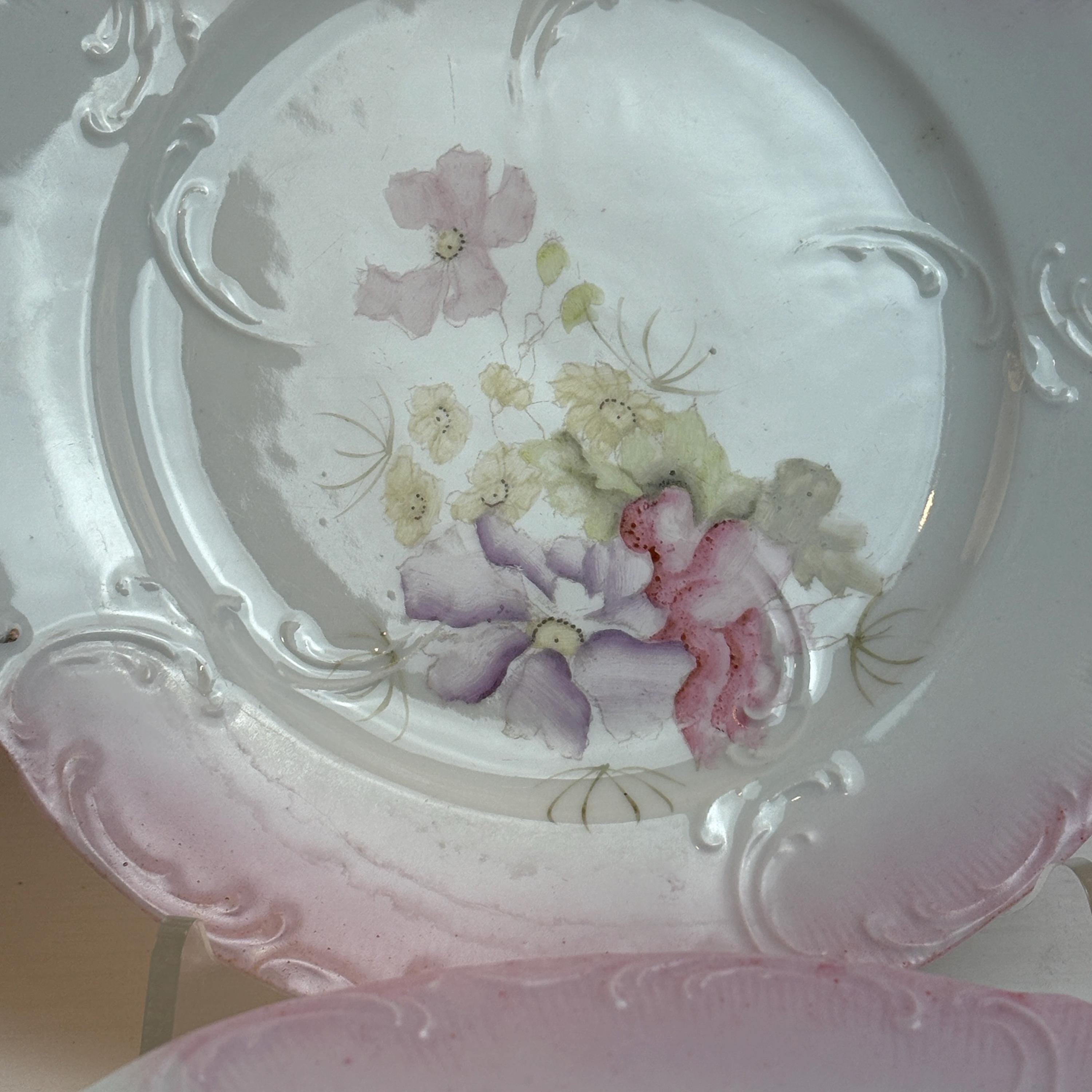 German Embossed Plates Shaded Pink and Dogwood Flowers Set of Five - Etsy