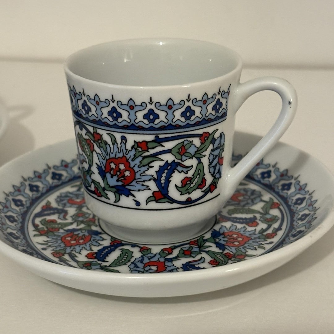 Gural Porselen Turkish Espresso Cup and Saucer Ottoman Design Set of 2 ...
