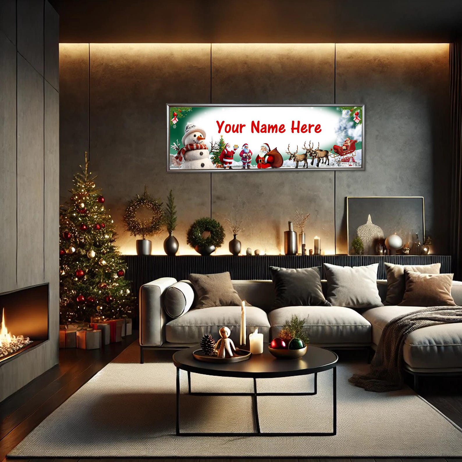 Personalized Name Art, Framed Name Poster, Christmas Wall Art, Modern ...