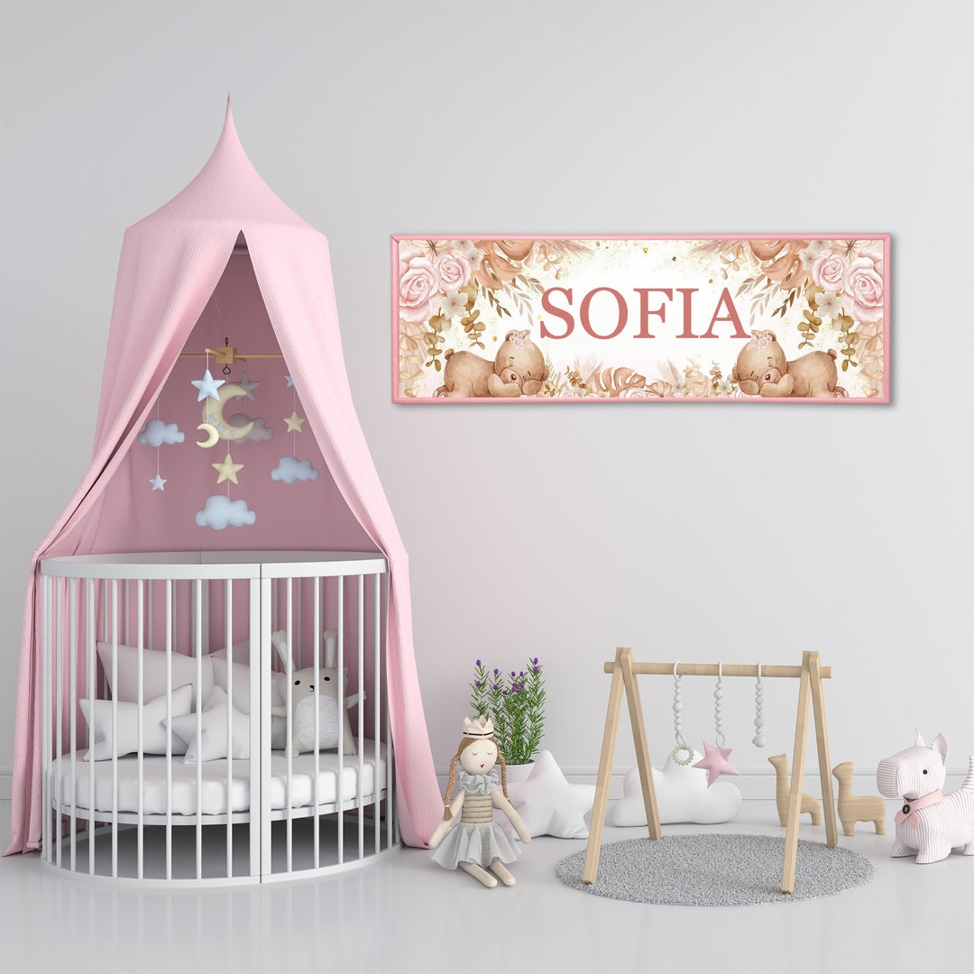 Personalized Name Art, Framed Name Poster, Bohem Bear Girl Wall Art ...