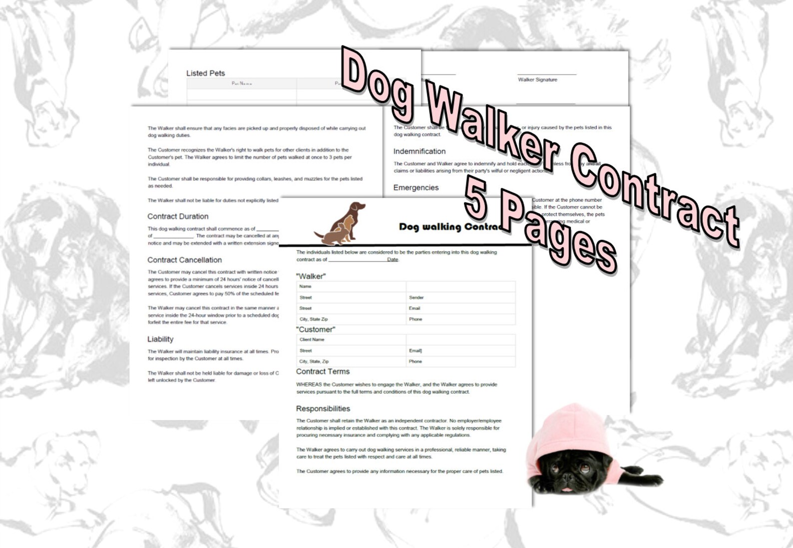 Dog Walker Contract Template - Etsy
