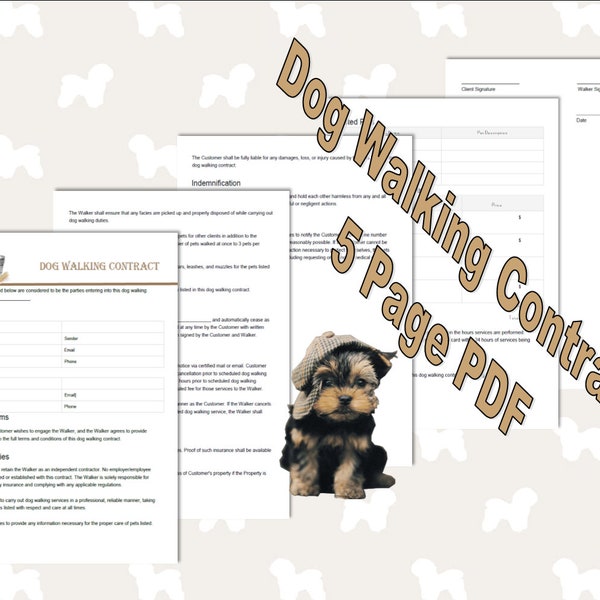 Dog walker contract template - Etsy México