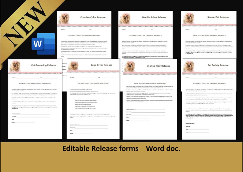 Dog Grooming Forms and Templates, Pet Grooming, Petcare Business Pet ...