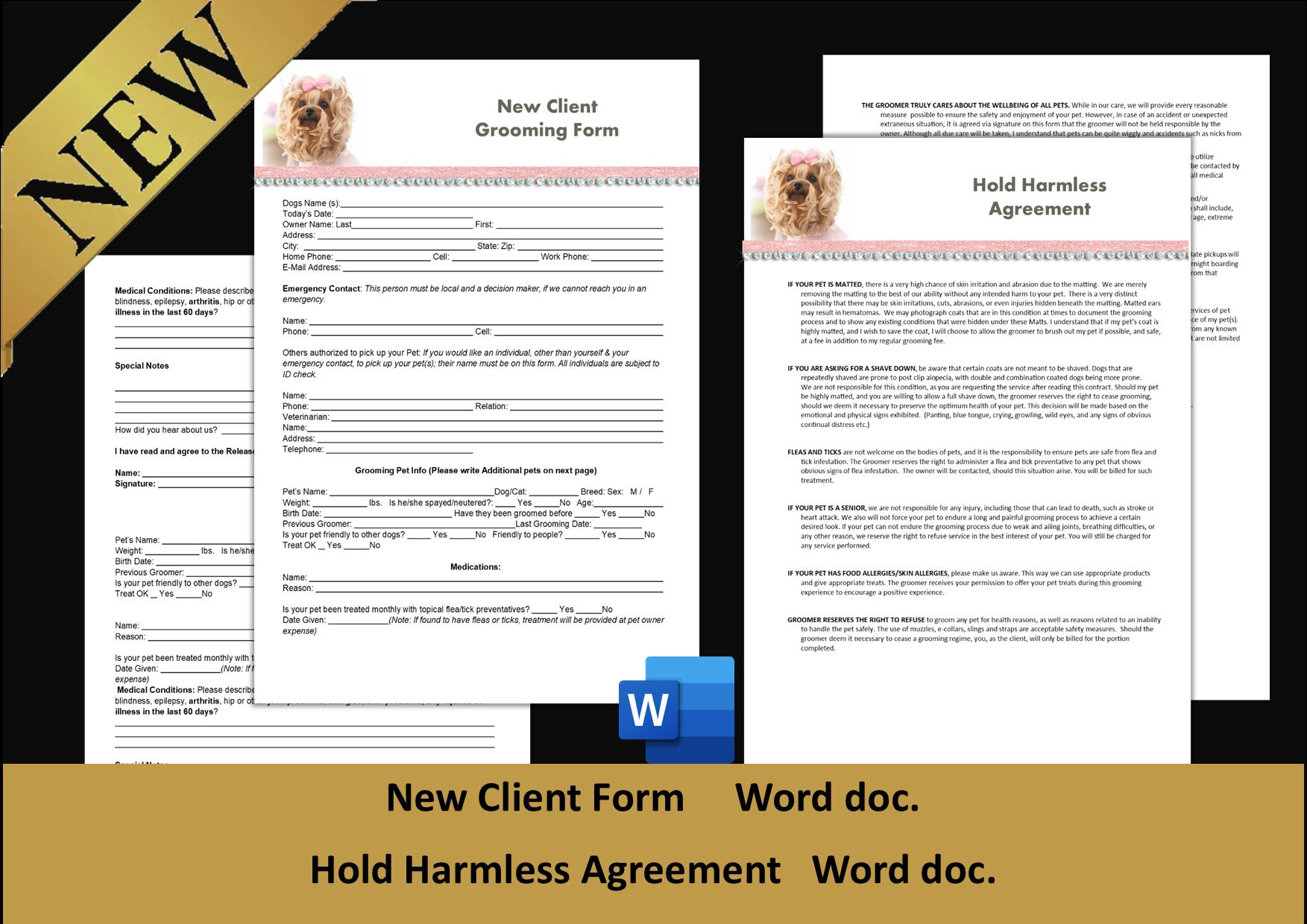 Dog Grooming Forms and Templates, Pet Grooming, Petcare Business Pet ...