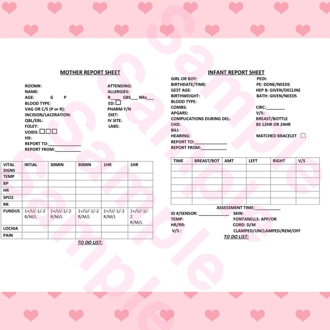 Motherbaby/postpartum Report Sheet - Etsy