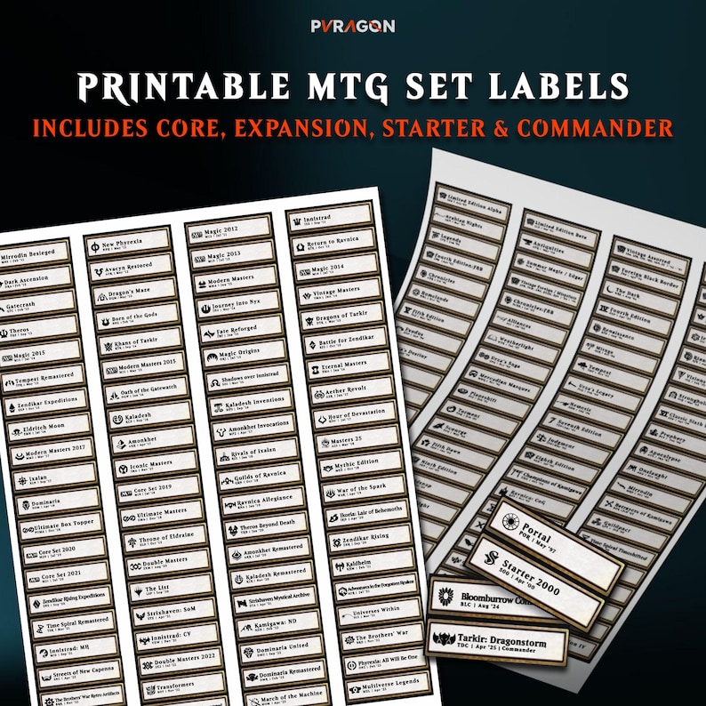 Printable Mtg Set Labels | Core and Expansion Sets | Digital Download ...
