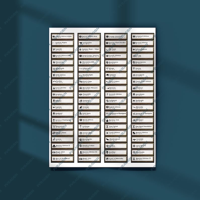 Printable Mtg Set Labels Bundle | 1994-2026 (digital Download) - Etsy
