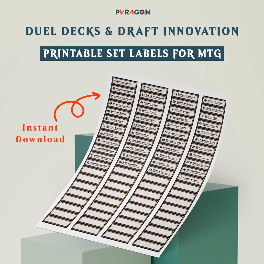 Printable Mtg Duel Decks & Draft Innovation Labels | Magic the ...
