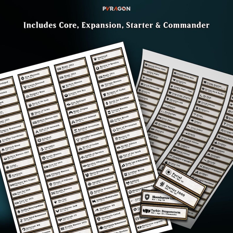 Printable Mtg Set Labels | Core and Expansion Sets | Digital Download ...