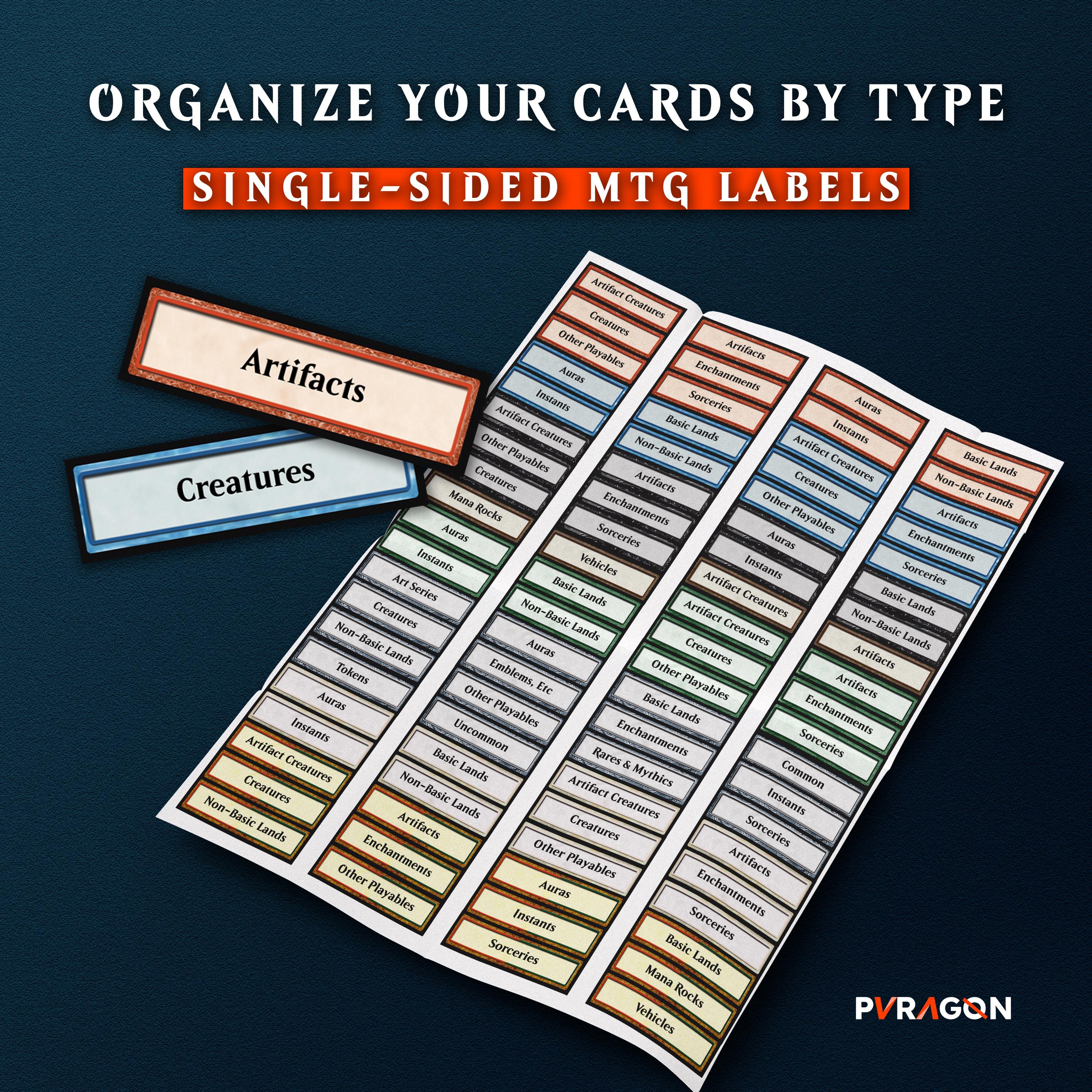 Mtg Card Type Labels | Single-sided Dividers (instant Download PDF) - Etsy