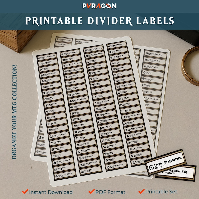 Printable Mtg Set Labels | Core and Expansion Sets | Digital Download ...