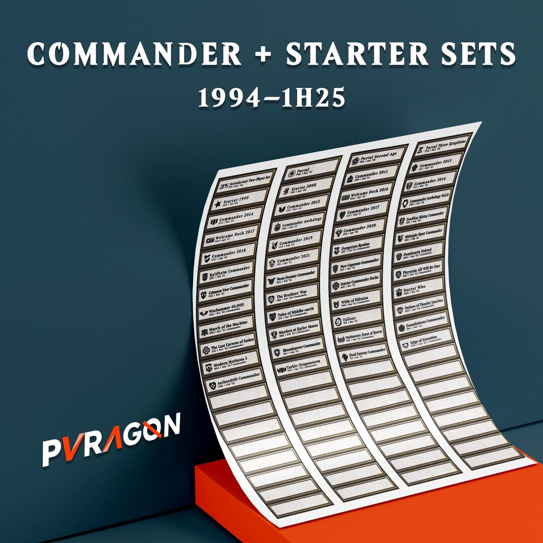 Printable Mtg Set Labels | Starter and Commander Sets | Digital PDF - Etsy