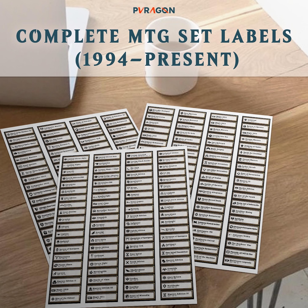 Complete Mtg Set Labels | Printable Magic the Gathering Label Bundle ...