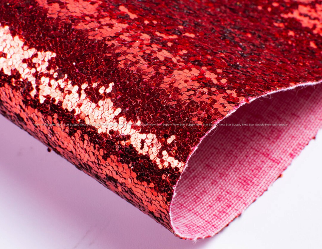 Red Chunky Glitter Sequin Canvas Sheet Glitter Faux Leather Pu Leather ...