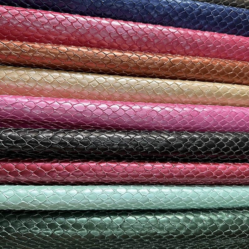 Gold Shimmer Scale Embossed Faux Leather, 1.0mm Soft Snake Pattern ...