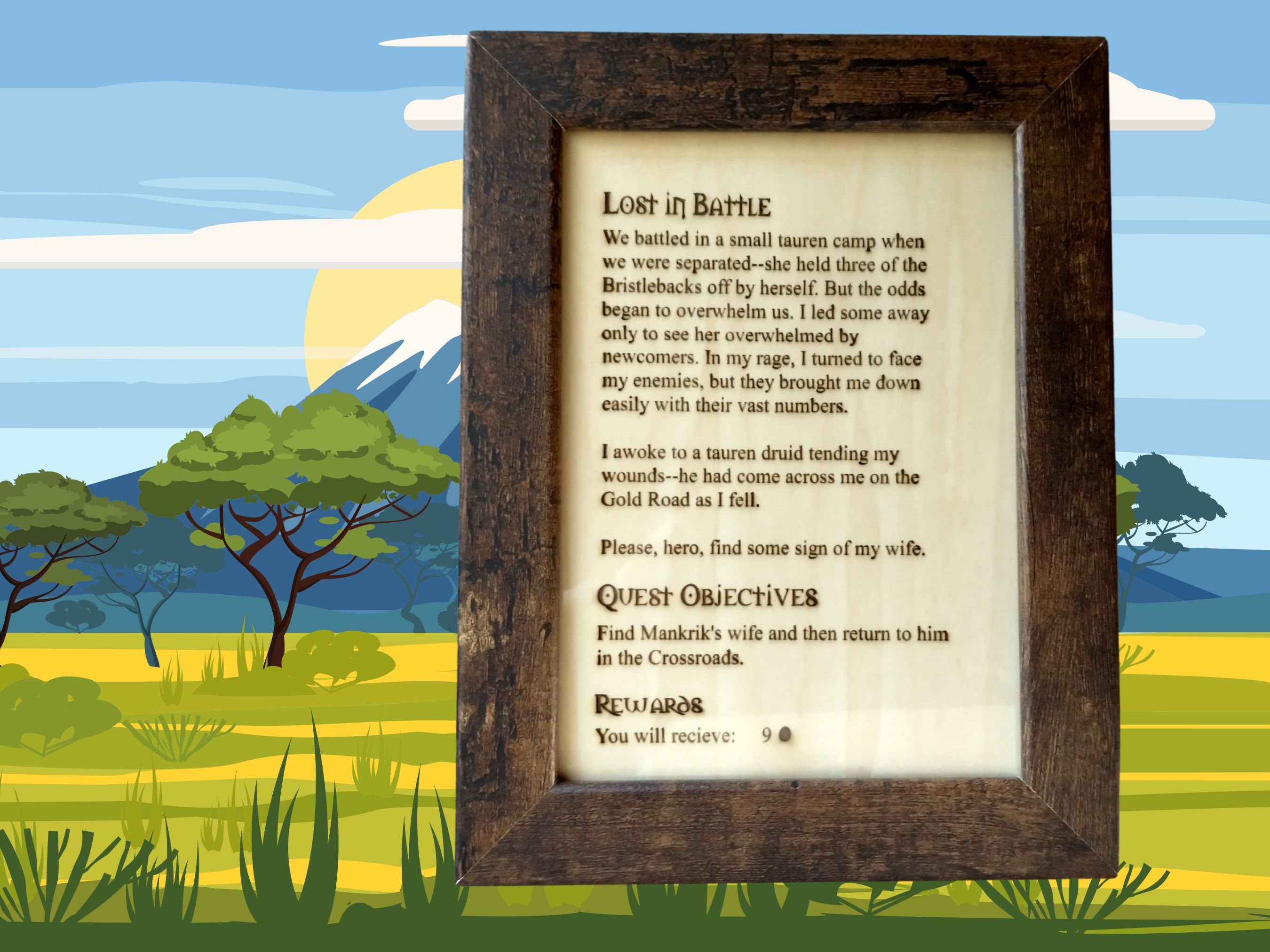 Lost in Battle Mankrik's Wife Engraved Wood Sign, Warcraft Gift, World ...