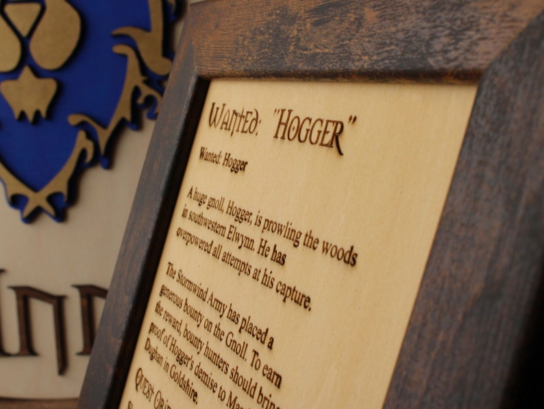 Wanted: hogger Classic Wow Quest Engraved Wood Sign, World of Warcraft ...