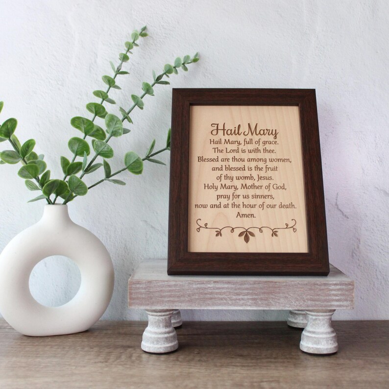 Hail Mary Prayer Wood Engraved Sign – 5x7 Alder Wood Catholic Home ...