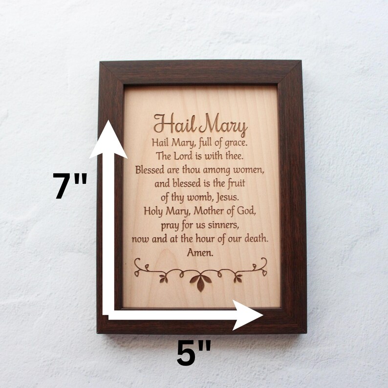 Hail Mary Prayer Wood Engraved Sign – 5x7 Alder Wood Catholic Home ...