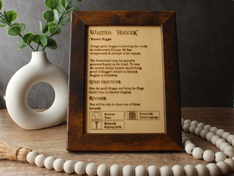Wanted: hogger Classic Wow Quest Engraved Wood Sign, World of Warcraft ...