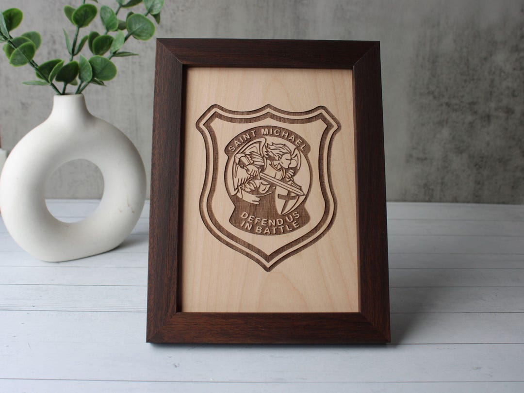 St Michael Engraved Wood Sign, Law Enforcement Gift - Etsy