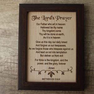 The Lord's Prayer Sign Engraved Prayer Our Father Prayer Wall Art ...