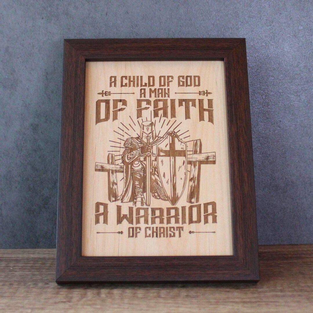 Christian Knight Decor Wall Art Faith Warrior Shield Masculine Gift ...