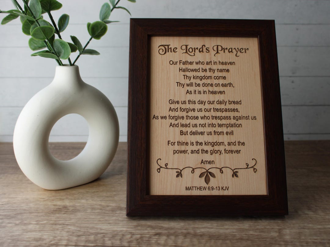 The Lord's Prayer Sign Engraved Prayer Lords Prayer Wall Art Christian ...