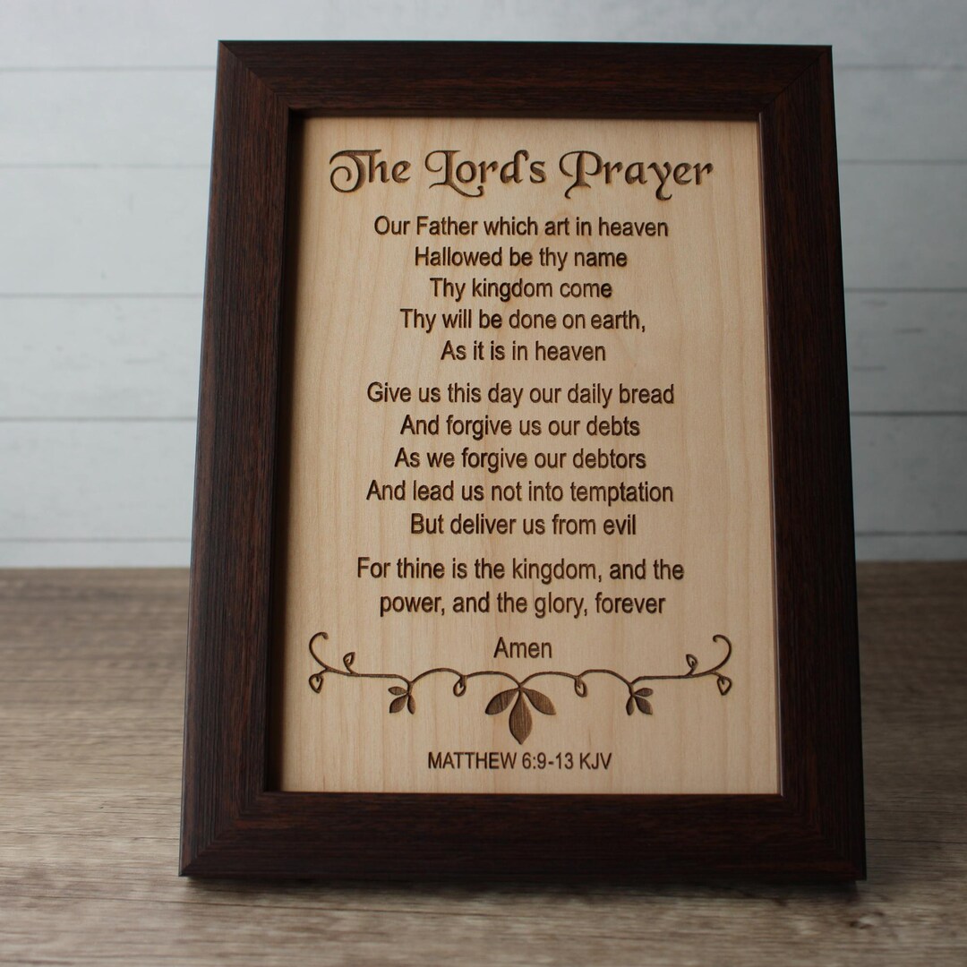 The Lord's Prayer Sign Engraved Prayer Our Father Prayer Wall Art ...