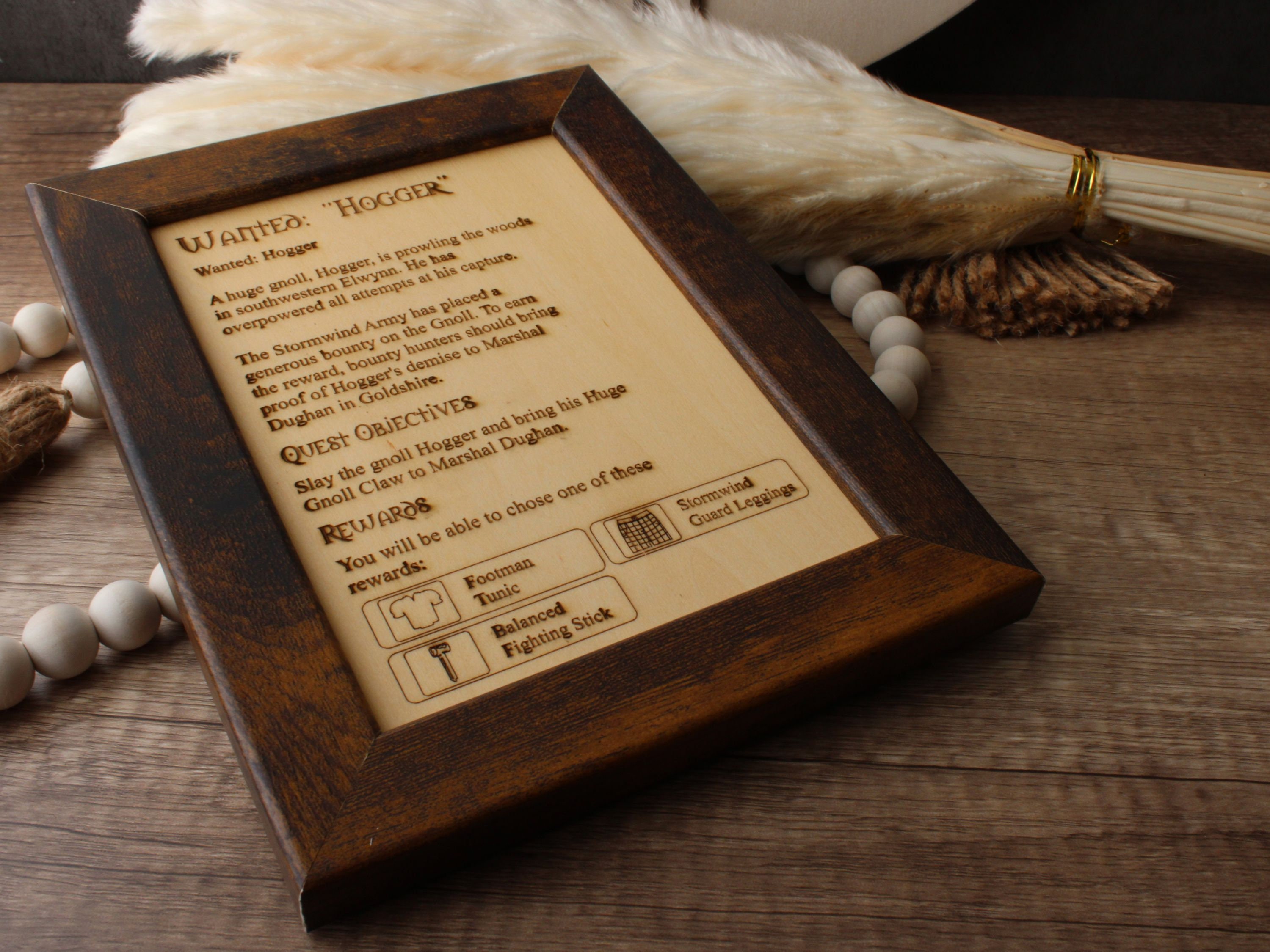 Wanted: hogger Classic Wow Quest Engraved Wood Sign, World of Warcraft ...