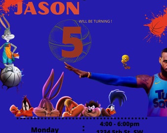 Space Jam Birthday Invitation Template - Etsy