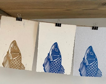 Fish Linocut | Etsy