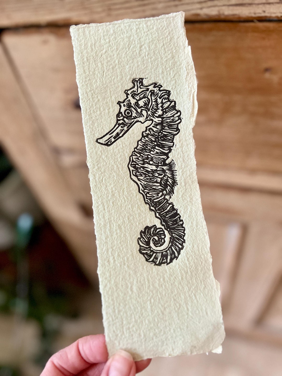 Seahorse. Ocean Art. Fish Art. Original Linocut Print on Heavyweight ...