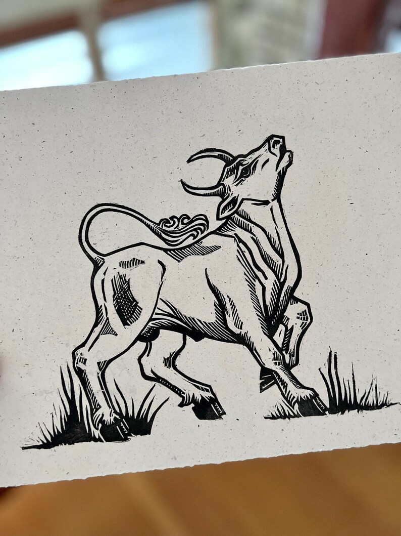 Bull. Ox. Taurus. Original Linocut Print. - Etsy