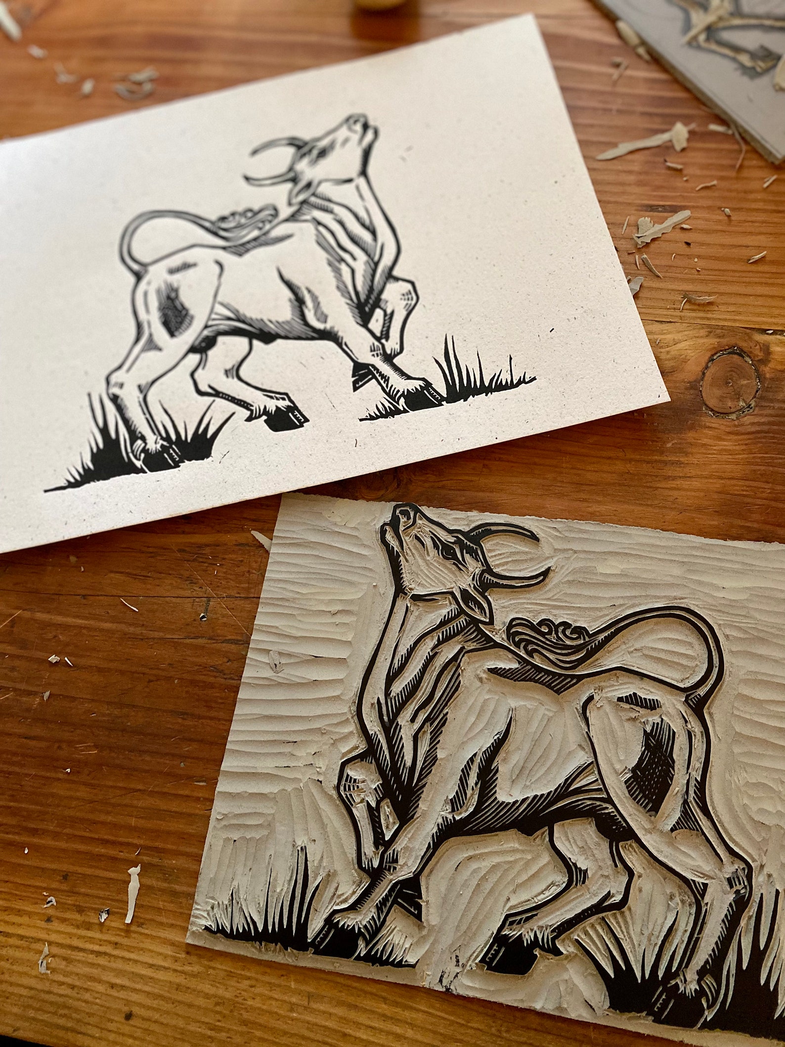 Bull. Ox. Taurus. Original Linocut Print. - Etsy