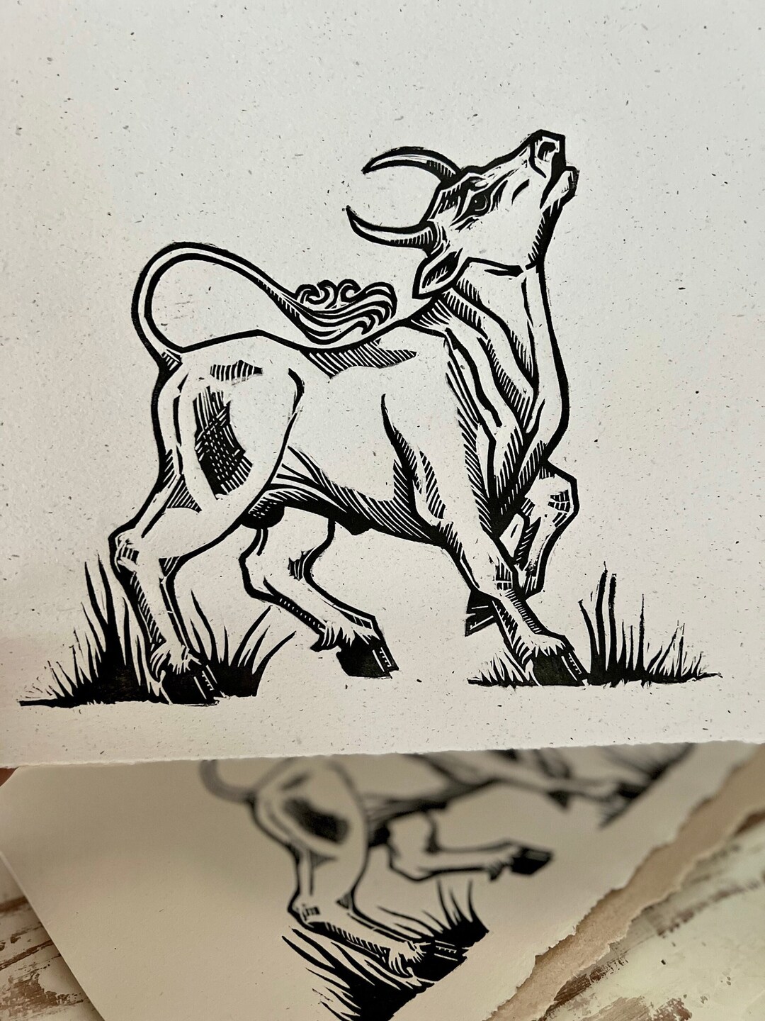 Bull. Ox. Taurus. Original Linocut Print. - Etsy