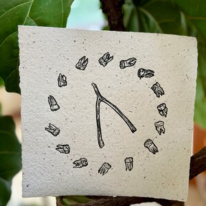 Wishbone and Teeth. bone Clock Original Linocut Print on Heavyweight ...